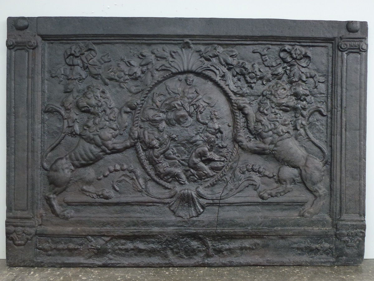 Antique fireback, Cast iron fire-back - Cast iron - Louis XIV - XIXth C ...